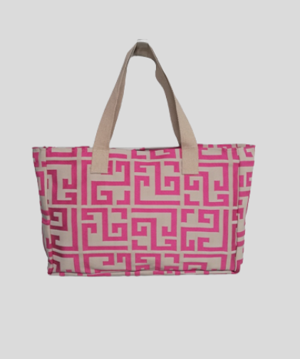 Chris Greek Key Bag - Fuchsia – Apoéla Boutique